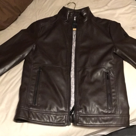 Calvin Klein | Jackets & Coats | Calvin Clean Brown Leather Jacket ...
